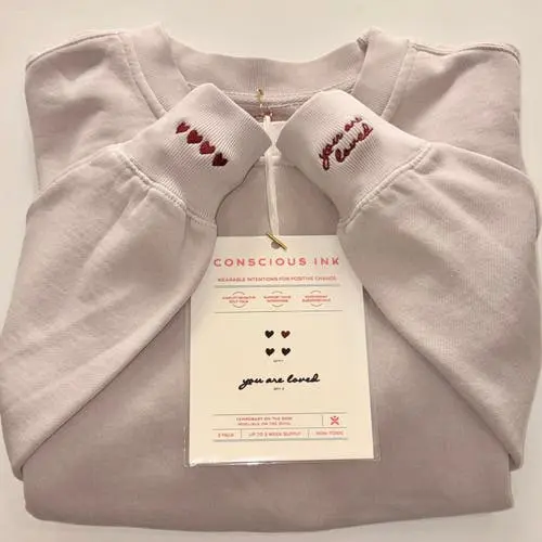 CONSCIOUS INK You Are Loved/hearts Sweatshirt + Manifestation Kit - Faded Bone