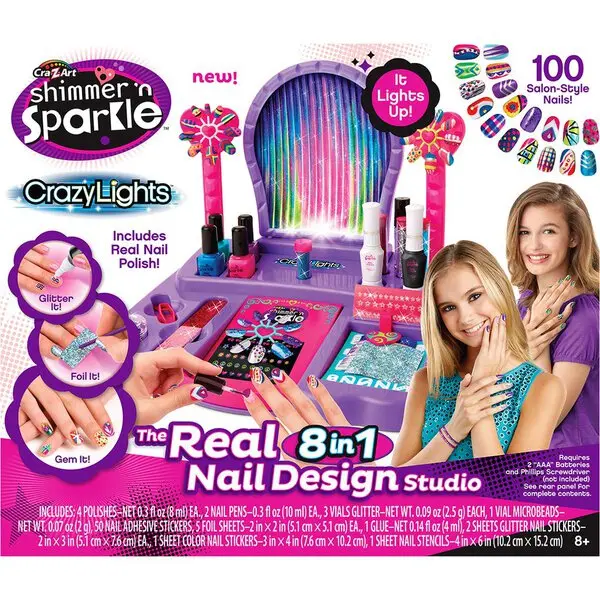 CRA-Z-ART Shimmer N Sparkle Lights 8 In 1 Nail Design Studio - Multicolored
