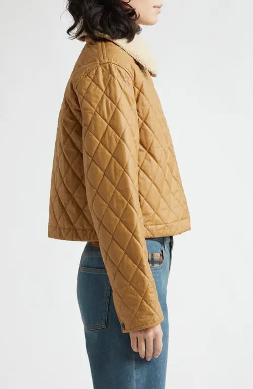 Burberry Howle Quilted Jacket With Shearling Collar - Sepia/hay
