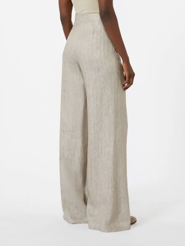 Max Mara Herringbone Linen Twill Trousers - Beige