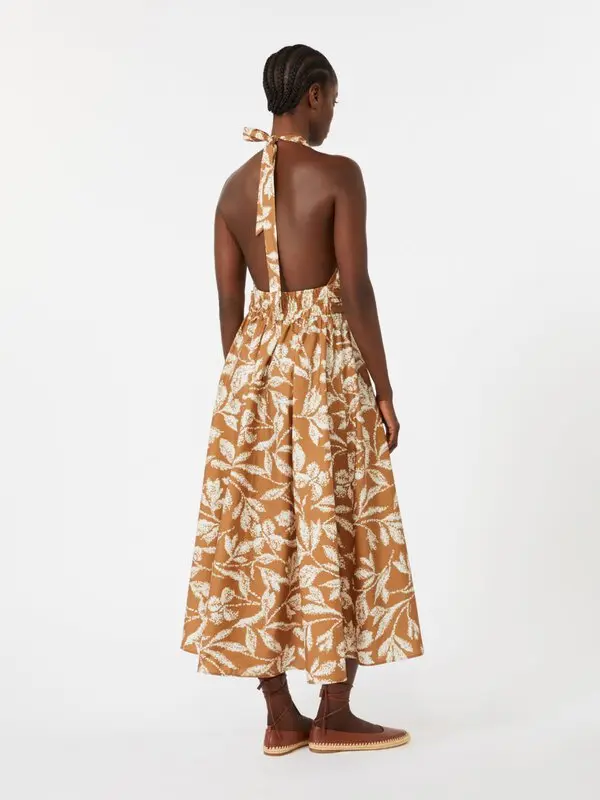 Max Mara Printed Poplin Long Dress - Caramel