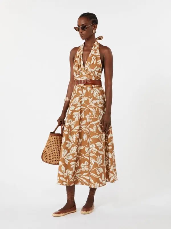 Max Mara Printed Poplin Long Dress - Caramel