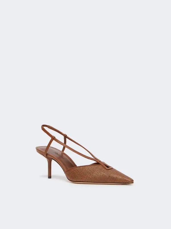 Max Mara Raffia-effect Canvas Slingbacks