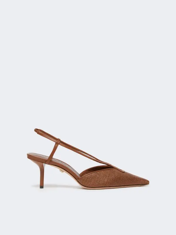 Max Mara Raffia-effect Canvas Slingbacks