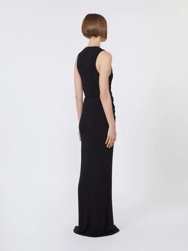 Max Mara Sleeveless Stretch Jersey Draped Dress - Black