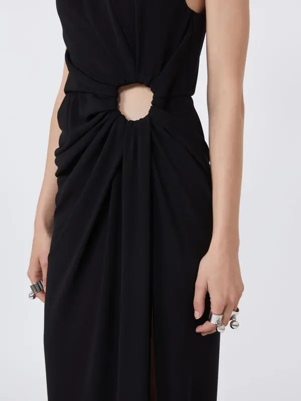 Max Mara Sleeveless Stretch Jersey Draped Dress - Black