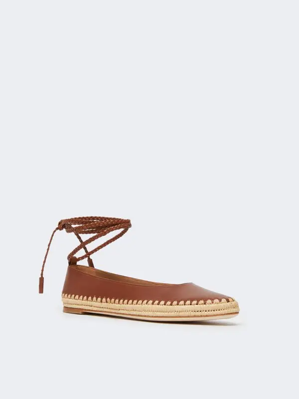 Max Mara Nappa And Raffia Ballerinas - Tobacco
