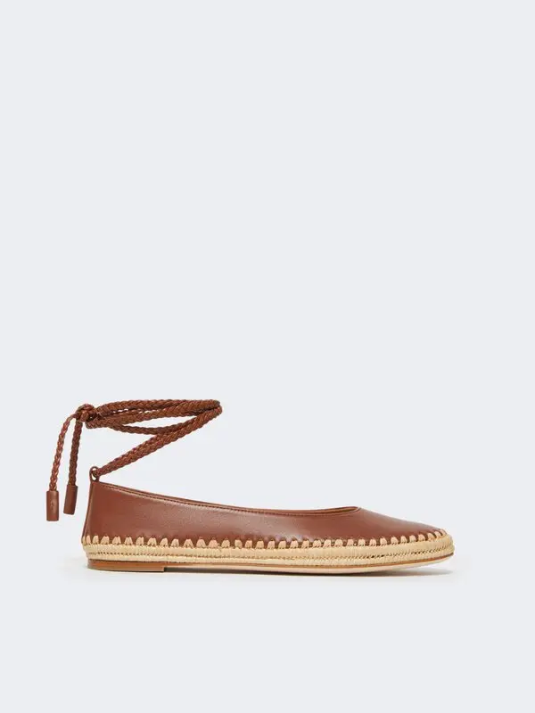 Max Mara Nappa And Raffia Ballerinas - Tobacco
