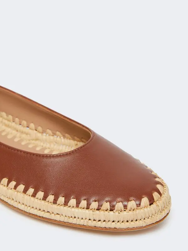 Max Mara Nappa And Raffia Ballerinas - Tobacco