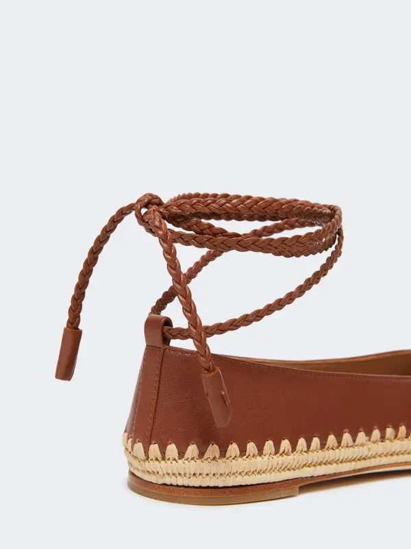 Max Mara Nappa And Raffia Ballerinas - Tobacco
