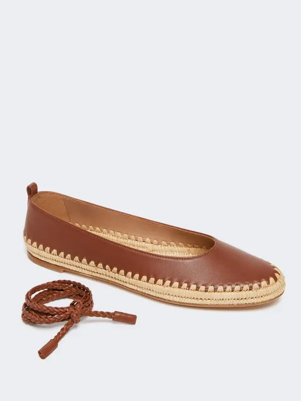 Max Mara Nappa And Raffia Ballerinas - Tobacco