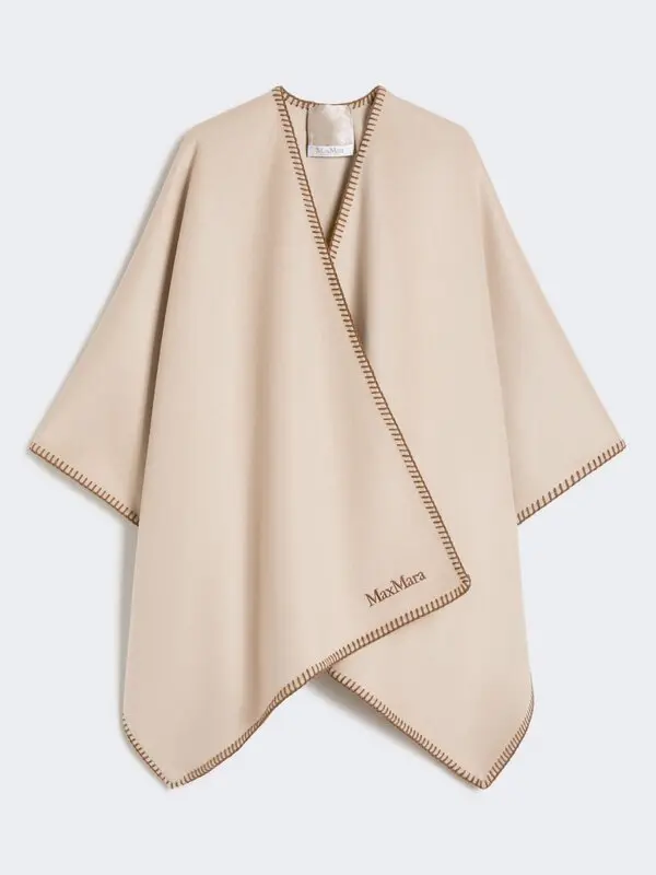 Max Mara Wool And Cashmere Cape With Leather Belt - Sand
