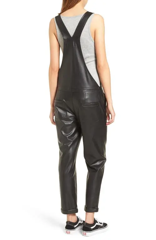 David Lerner Faux Leather Overalls
