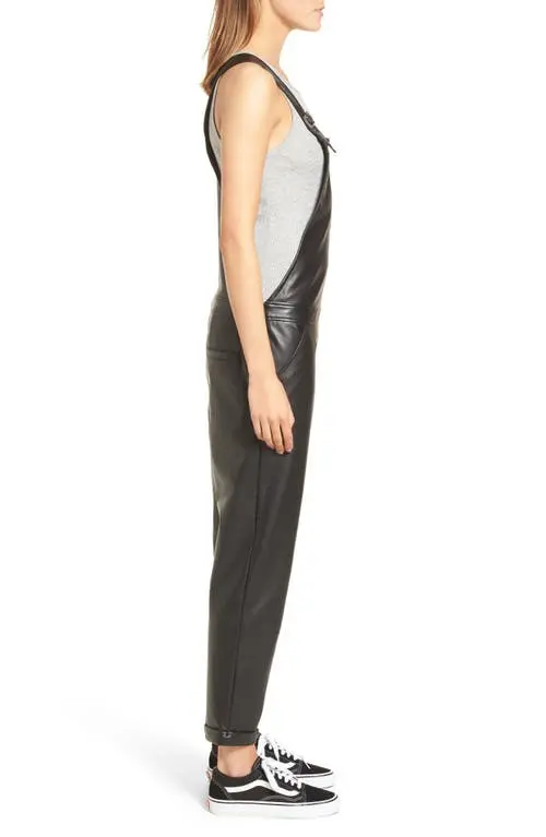 David Lerner Faux Leather Overalls
