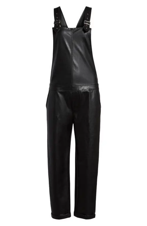 David Lerner Faux Leather Overalls