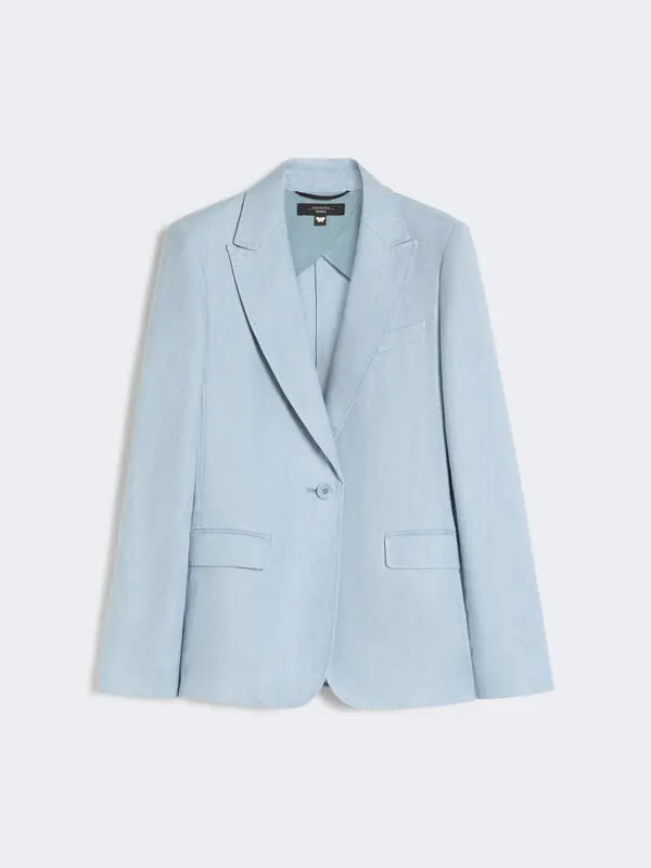 Max Mara Linen Canvas Blazer - Light Blue