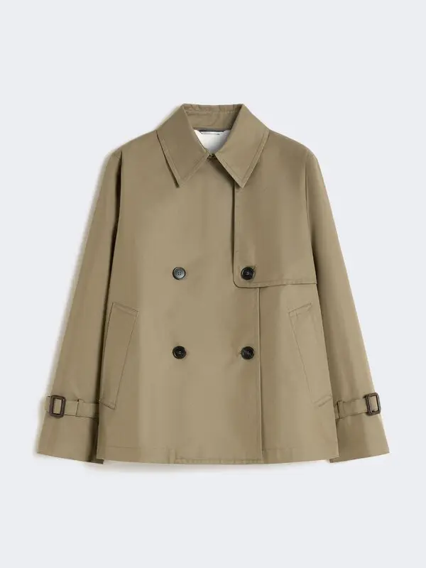 Max Mara Cropped Water-repellent Gabardine Trench Coat - Mud
