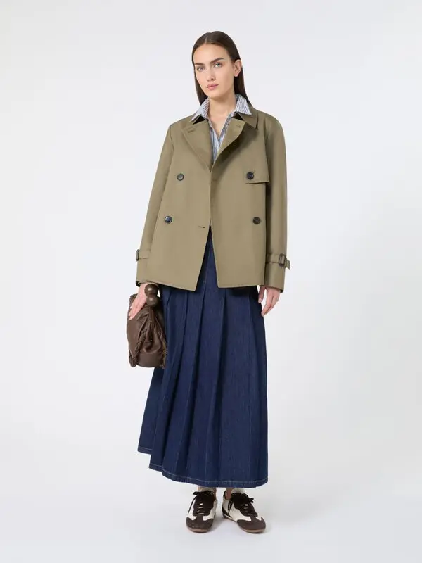 Max Mara Cropped Water-repellent Gabardine Trench Coat - Mud