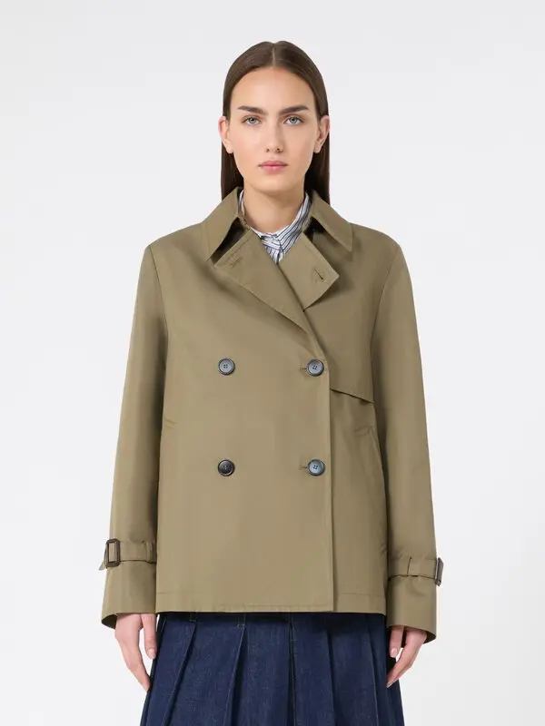 Max Mara Cropped Water-repellent Gabardine Trench Coat - Mud