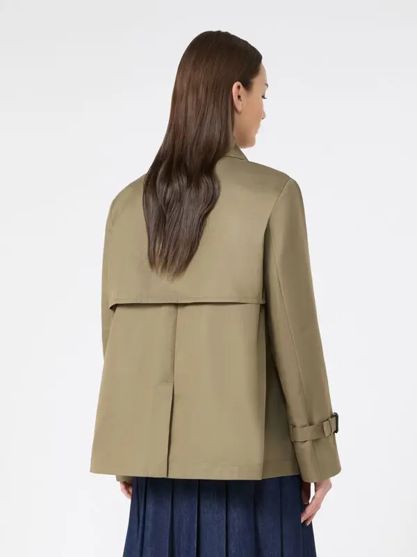 Max Mara Cropped Water-repellent Gabardine Trench Coat - Mud