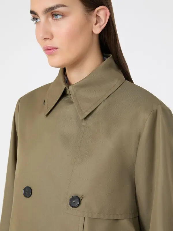 Max Mara Cropped Water-repellent Gabardine Trench Coat - Mud