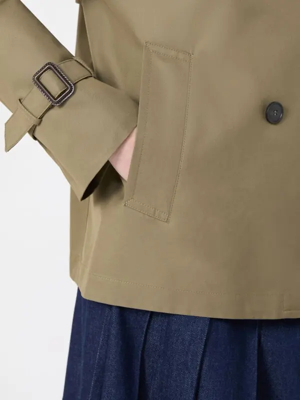 Max Mara Cropped Water-repellent Gabardine Trench Coat - Mud