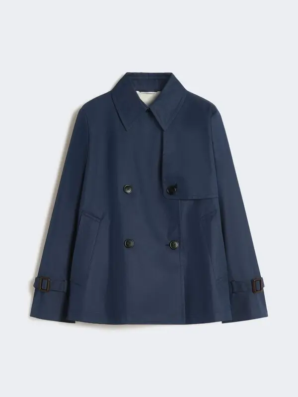Max Mara Cropped, Water-repellent Gabardine Trench Coat - Navy