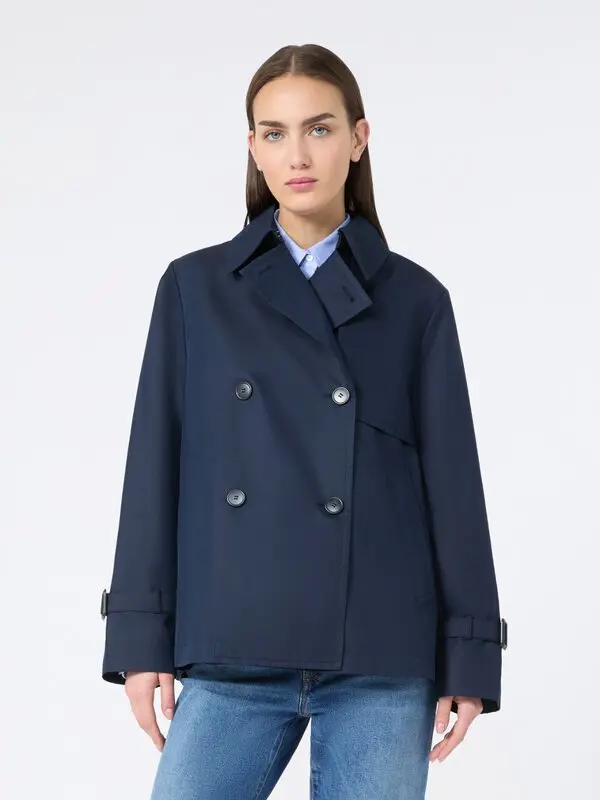 Max Mara Cropped Gabardine Trench Coat - Navy