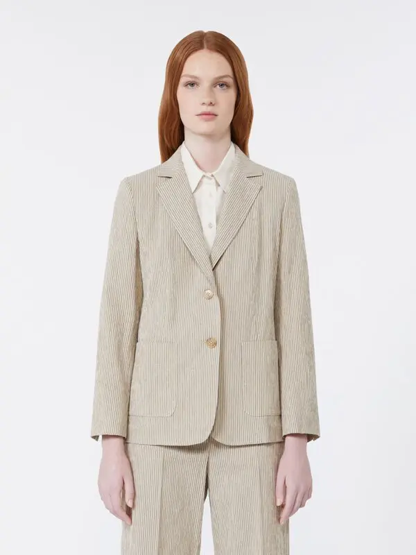 Max Mara Cotton And Linen Seersucker Blazer