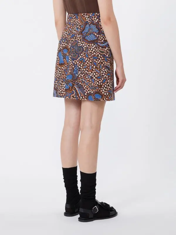 Max Mara Printed Stretch Cotton A-line Skirt