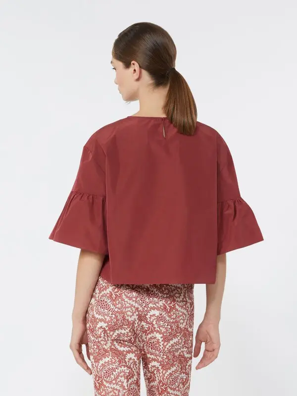 Max Mara Cotton Taffeta Cropped Blouse - Cherry