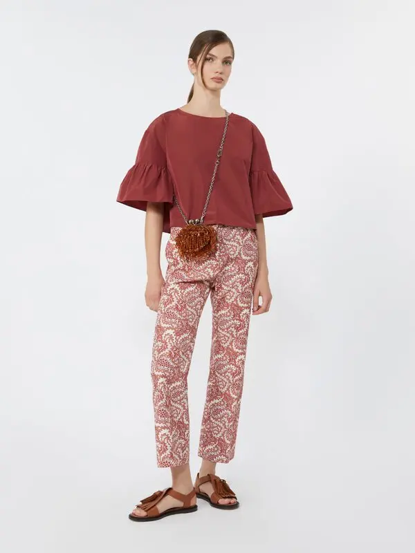 Max Mara Cotton Taffeta Cropped Blouse - Cherry