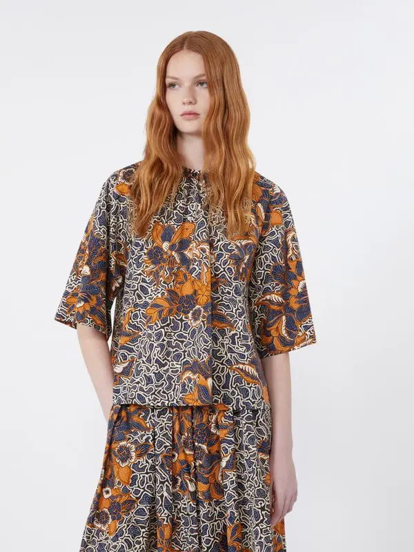 Max Mara Printed Cotton Poplin Blouse
