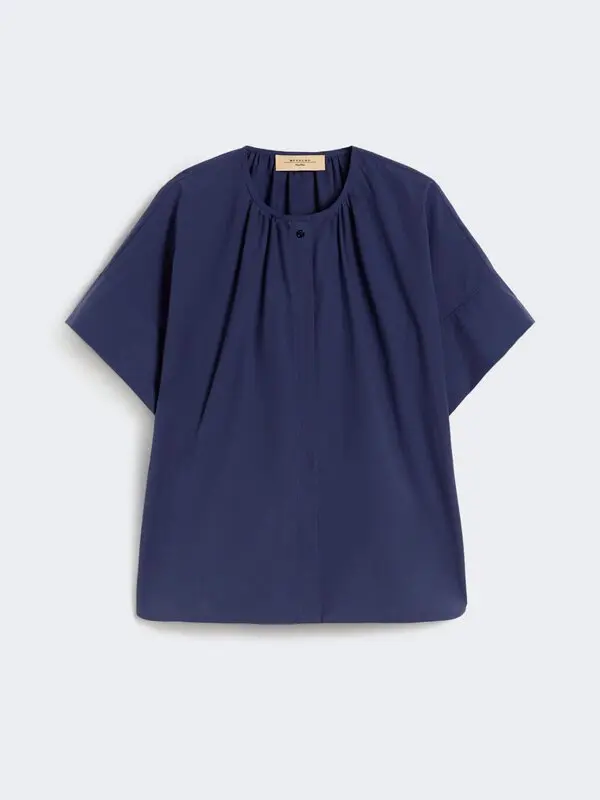 Max Mara Cotton Poplin Crew-neck Shirt - Navy