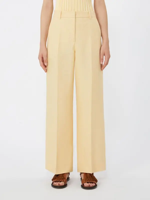 Max Mara Linen Canvas Wide Leg Trousers