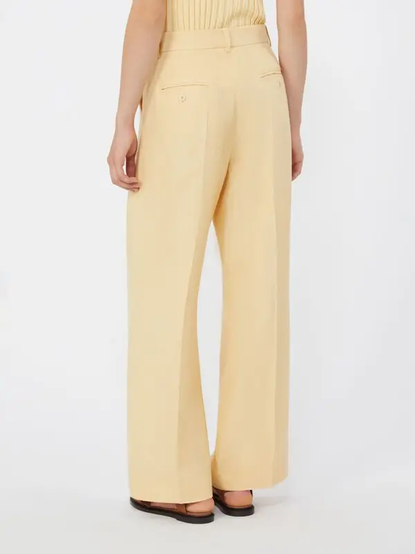Max Mara Linen Canvas Wide Leg Trousers