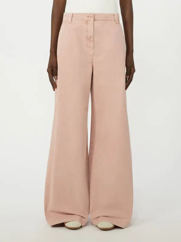 Max Mara Cotton Canvas Wide-leg Trousers