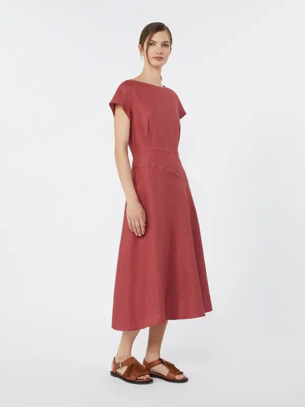 Max Mara Linen Canvas Midi Dress