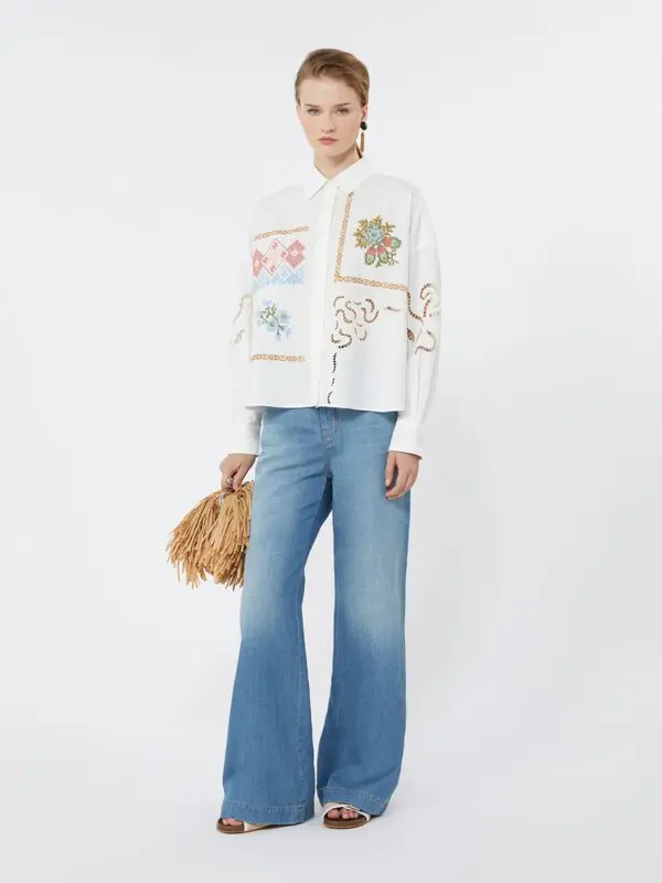 Max Mara Linen And Cotton Denim Jeans