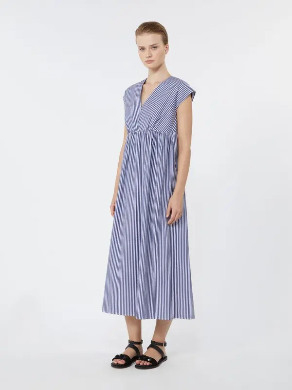 Max Mara Cotton-poplin A-line Dress - Navy