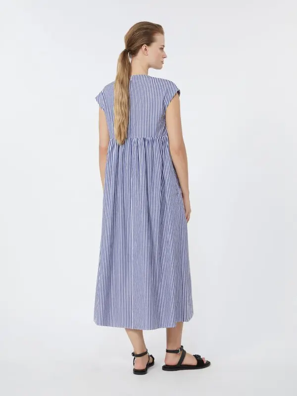 Max Mara Cotton-poplin A-line Dress - Navy