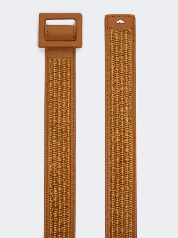 Max Mara Raffia Effect Belt - Tangerine