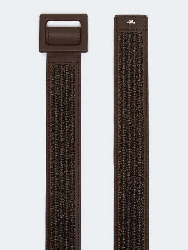 Max Mara Raffia Effect Belt - Dark Brown