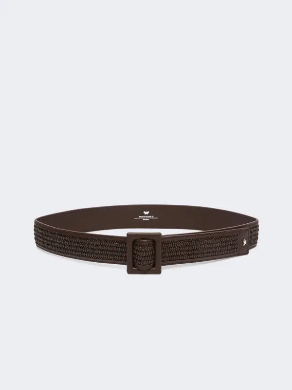 Max Mara Raffia Effect Belt - Dark Brown