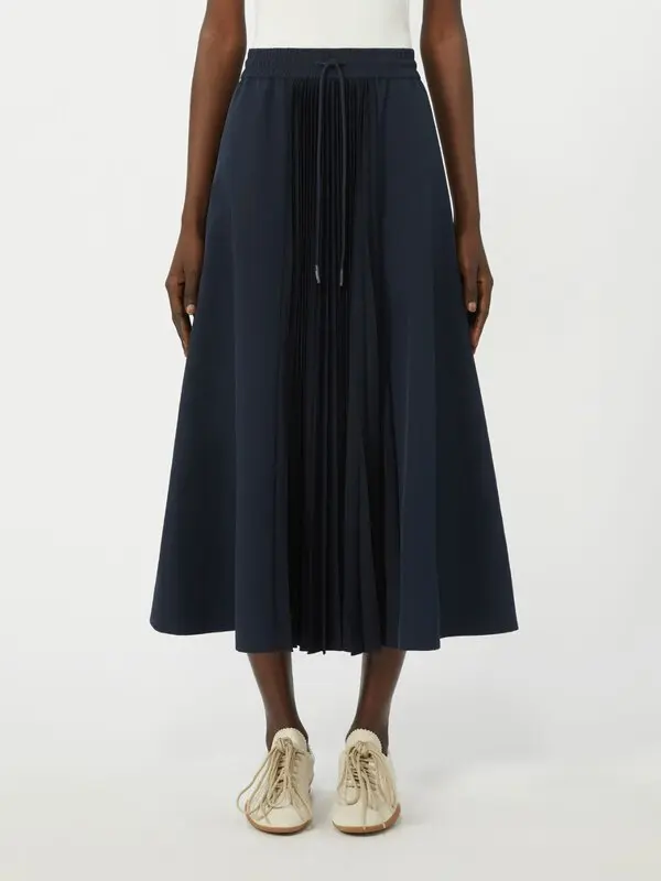 Max Mara Technical Fabric And Crêpe Jersey Skirt - Navy