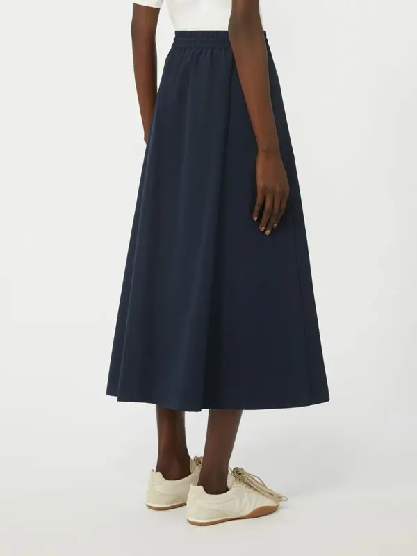 Max Mara Technical Fabric And Crêpe Jersey Skirt - Navy