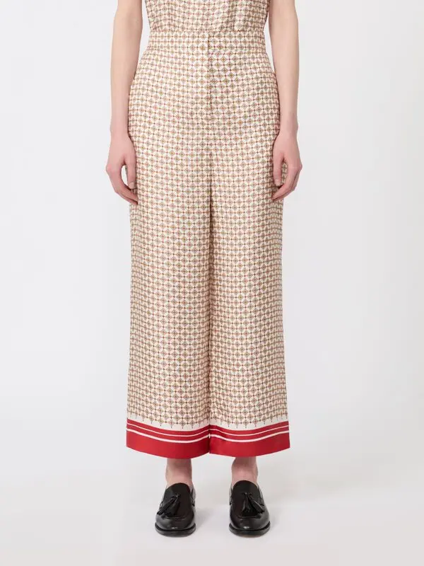 Max Mara Printed Wide-leg Silk Trousers - Red