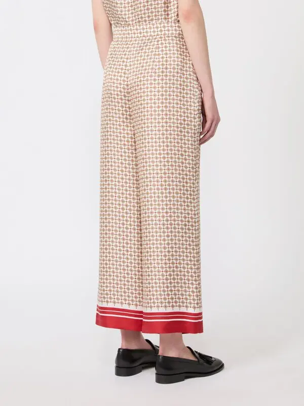 Max Mara Printed Wide-leg Silk Trousers - Red