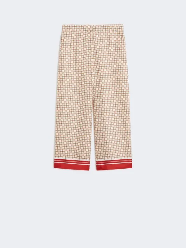 Max Mara Printed Wide-leg Silk Trousers - Red