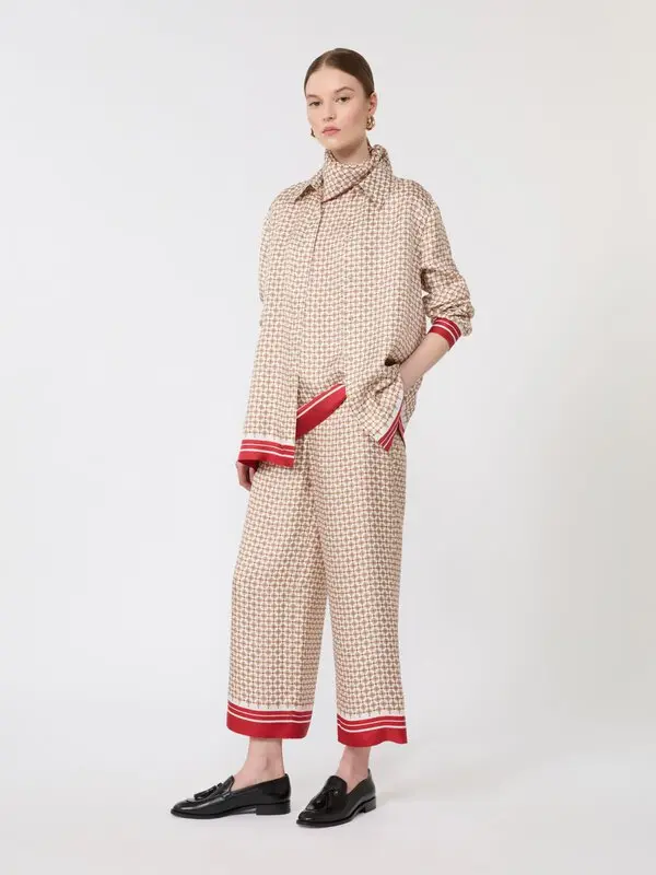 Max Mara Printed Wide-leg Silk Trousers - Red